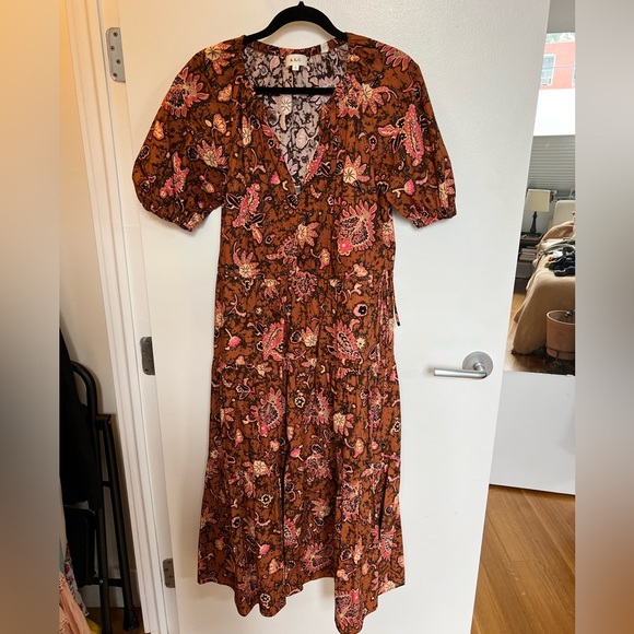 A.L.C. | Dresses | Alc Midi Dress Brown And Pink | Poshmark